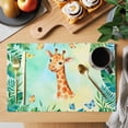 Cartoon Giraffe Placemats Set of 4 Summer Butterfly Fern Tropical Palm ...