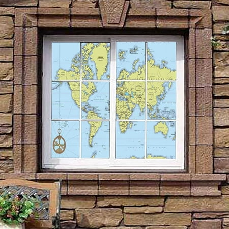 One Way Window Film Adventure Detailed Map 3D No Glue Static Decoration ...