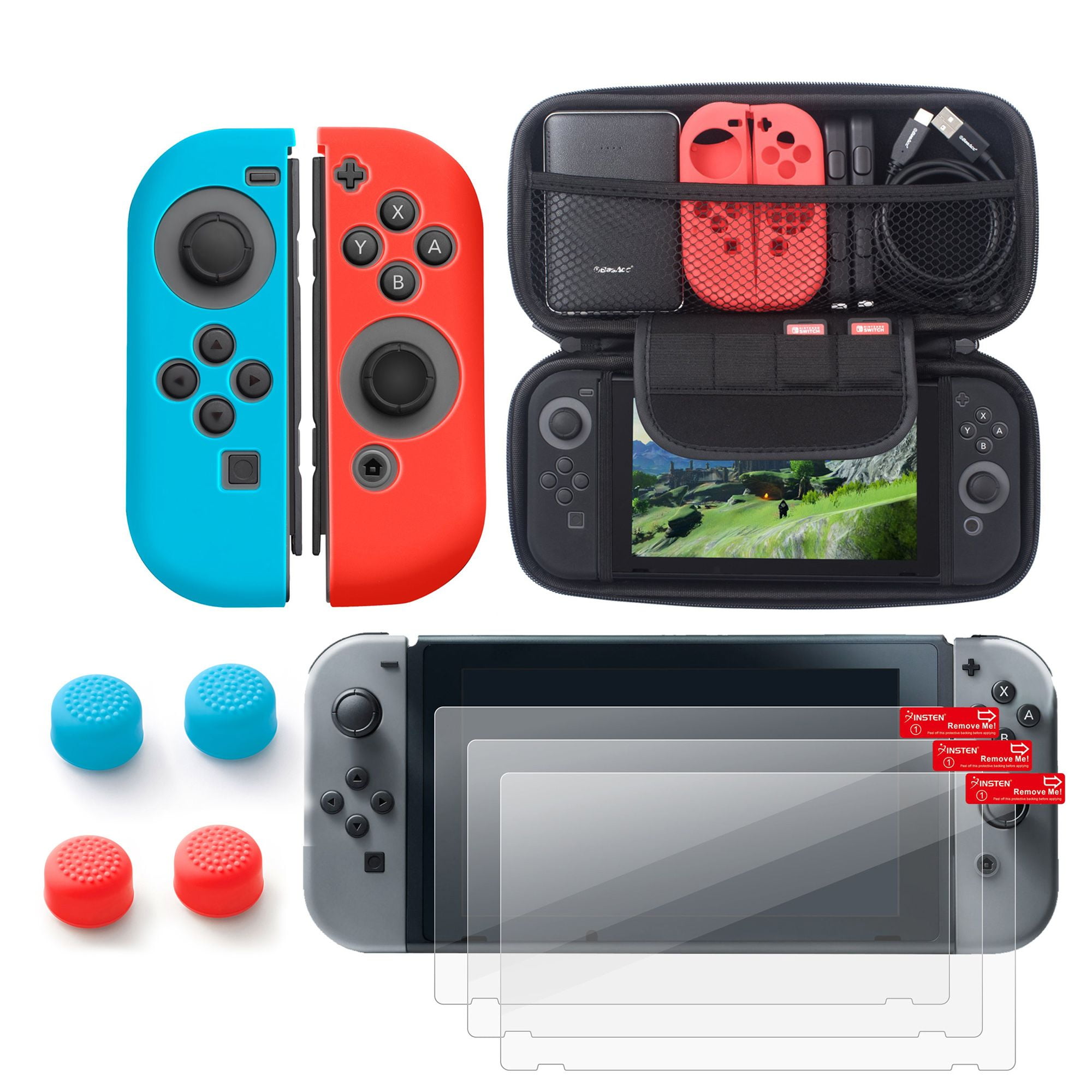 Nintendo Switch Case with Screen Protector 6in1 Bundle, by Insten ...