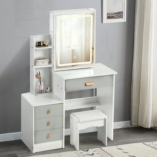 Costway Vanity Table Set Makeup Dressing Kids Girls Study Table Tri ...