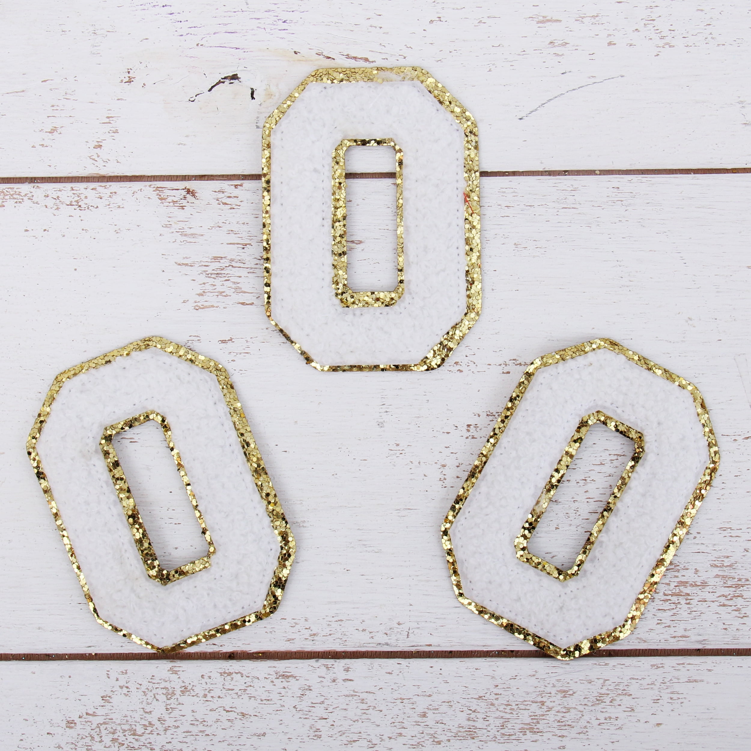 3 Pack Chenille Iron On Glitter Varsity Letter "O" Patches - White ...