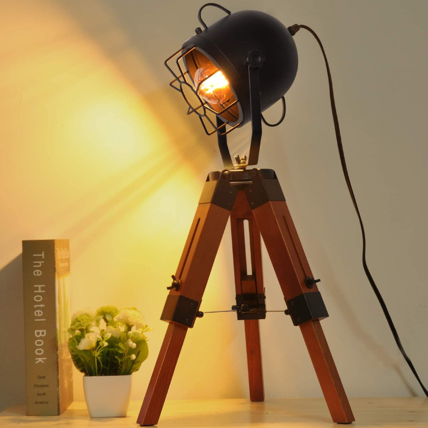 Lighting Home & Living Tripod wooden lamp steampunk decor vintage floor ...