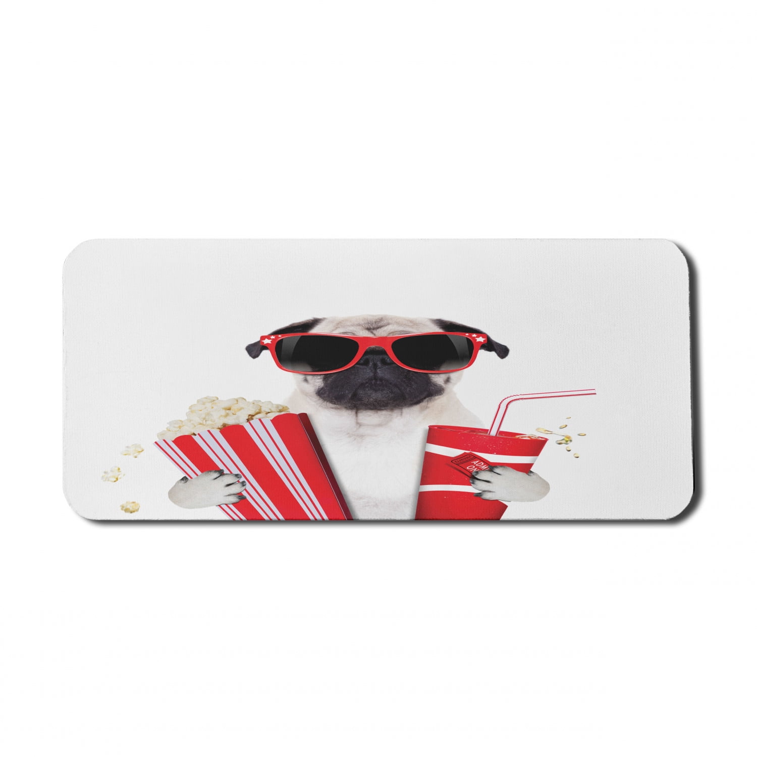 Pug Computer Mouse Pad, Going to the Movies Pug Dog Popcorn Soft Drink ...