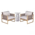 Christopher Knight Home 3-Piece Acacia Wood Patio Chat Set with Marble ...