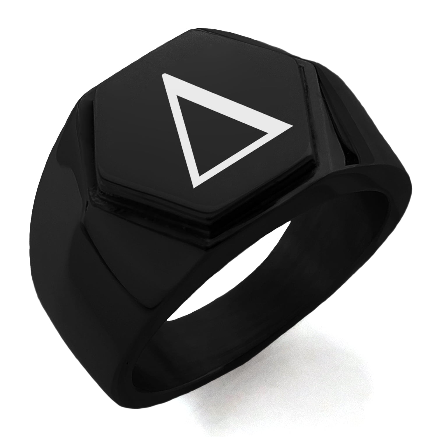 Stainless Steel Delta Mathematical Engraved Hexagon Crest Flat Top ...
