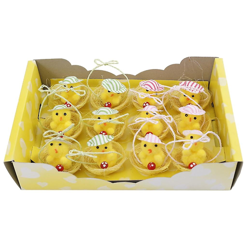 12 pcs YONGSHENG Mini pollitos de Pascua figuritas de pollo esponjosas ...