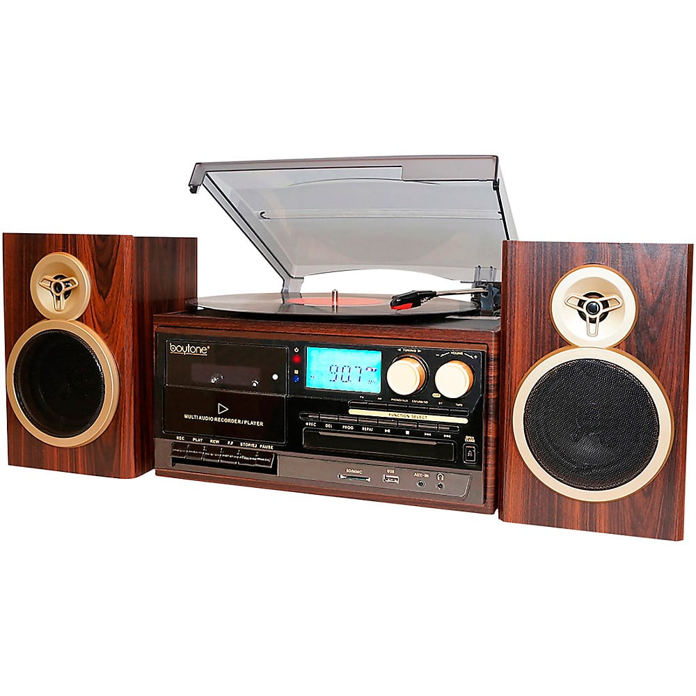 Boytone 28-Series Mahogany Classic BT Turntable System - Walmart.com