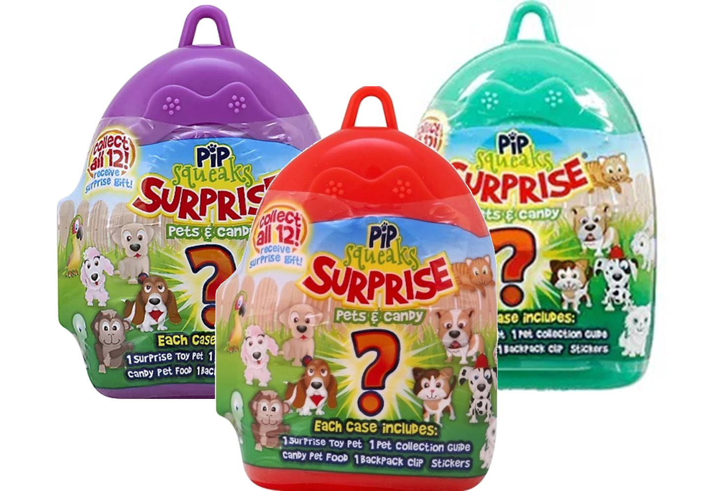 Pip Squeaks SURPRISE .4 oz, Collectible Pets & Candy Variety 3-Pack ...