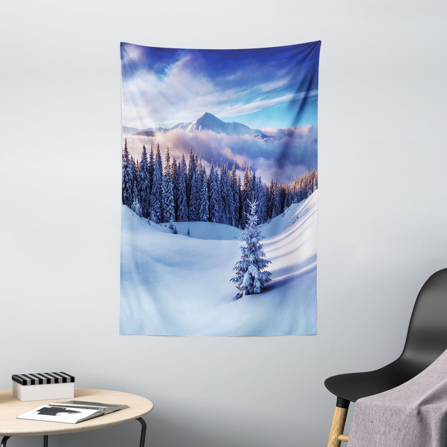 Winter Tapestry, Surreal Winter Scenery with High Mountain Peaks and ...