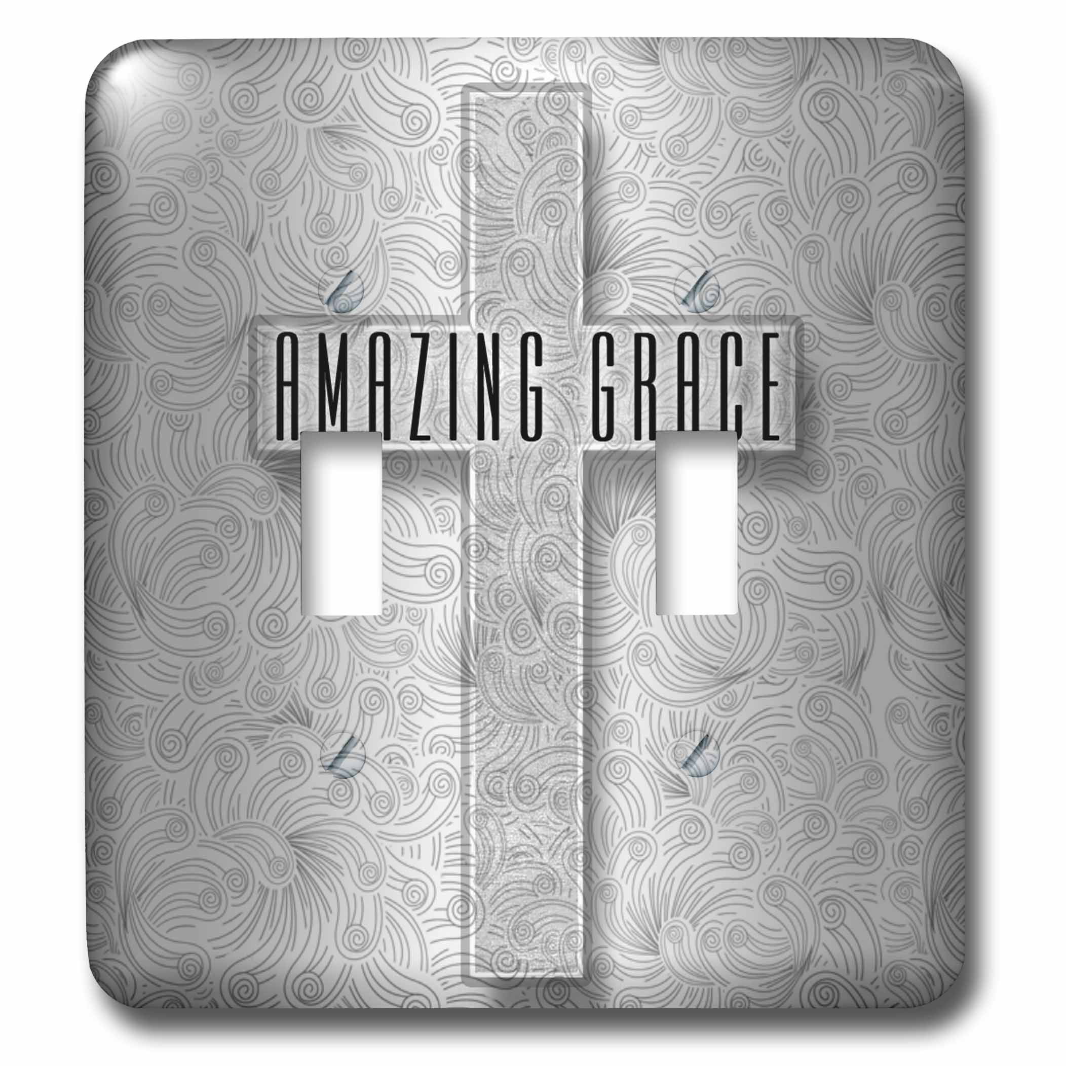 3dRose Amazing Grace Silver Christian Cross with Swirls Elegant and ...