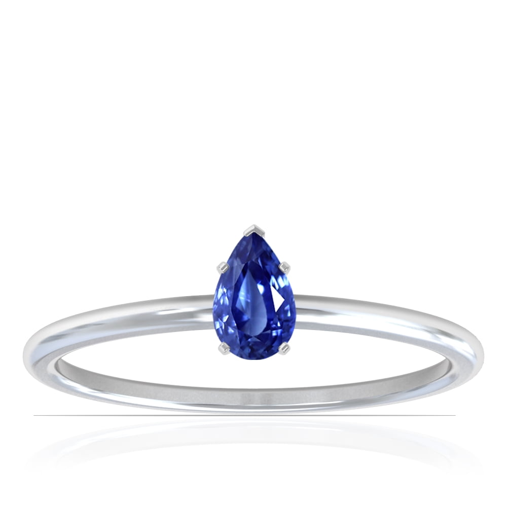 GemsNY September Birthstone - Dainty Pear Shape Four Prong Blue ...
