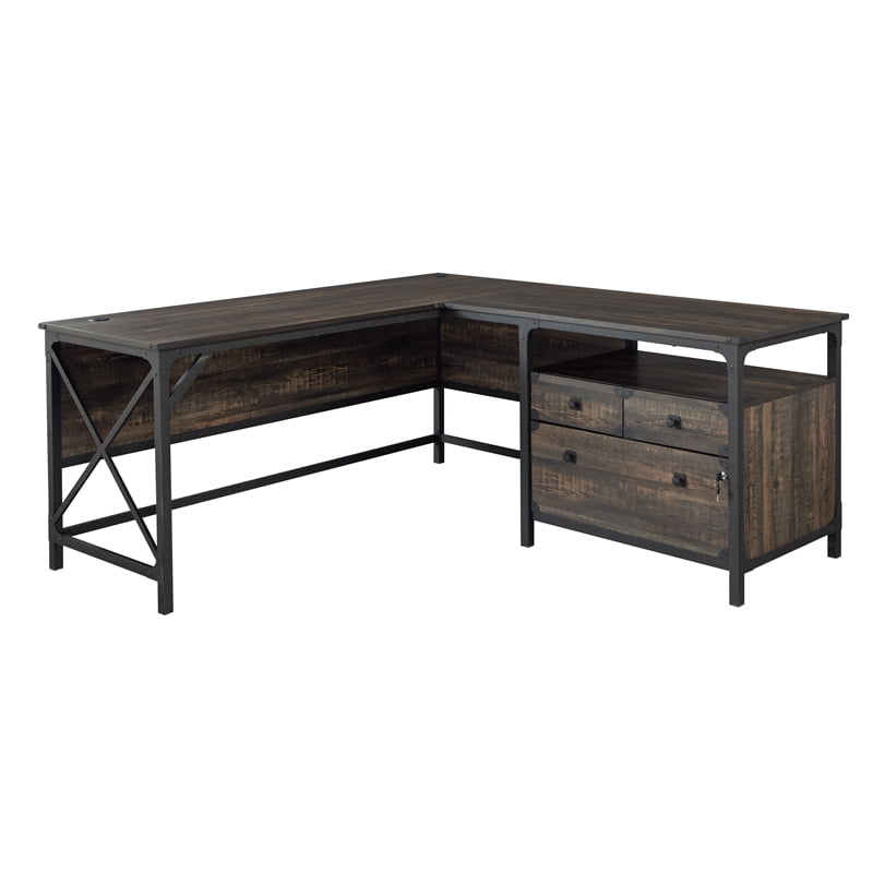 UrbanPro L-Shaped Desk in Engineered Wood-Carbon Oak - Walmart.com