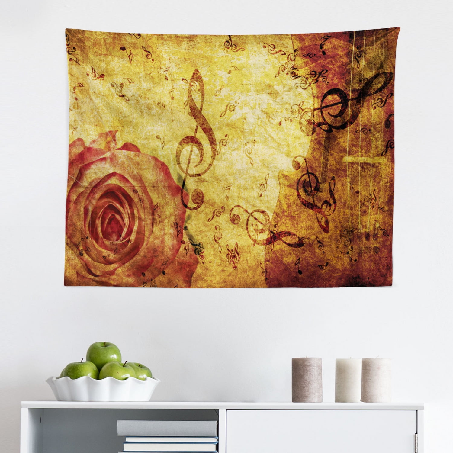Rose Tapestry, Graphic of Roses and Lilies with Soft Pastel Colors ...