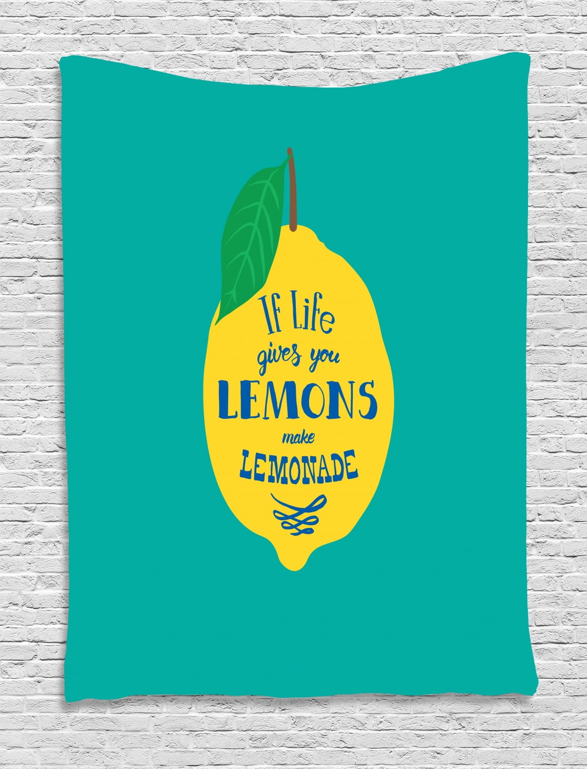 Motivational Tapestry, Brush Script Calligraphy and Lemon Optimistic ...