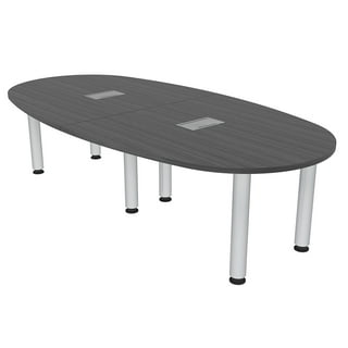 10 Person Oval Conference Table 12'x4' with Power And Data Post Legs ...