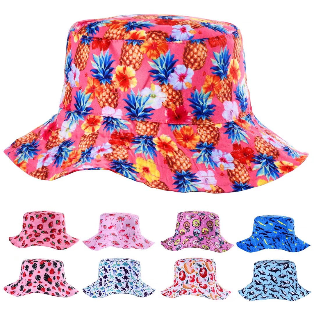 Beach Kids Sun Hat Protection Wide Brim Summer Bucket Hats Cute Fishing ...