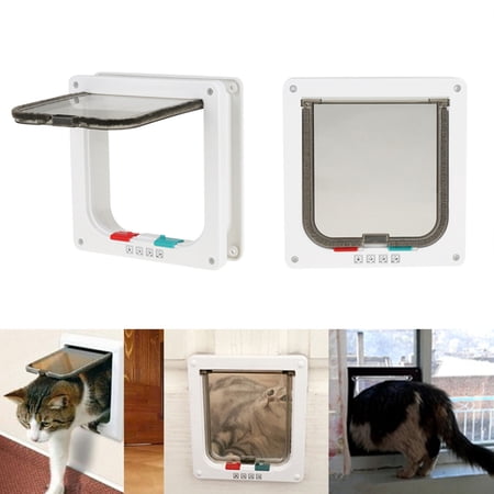 4 Way Lockable Pet Door Pet Cat Dog Gate Door Cat Flap Door With 4 Way ...