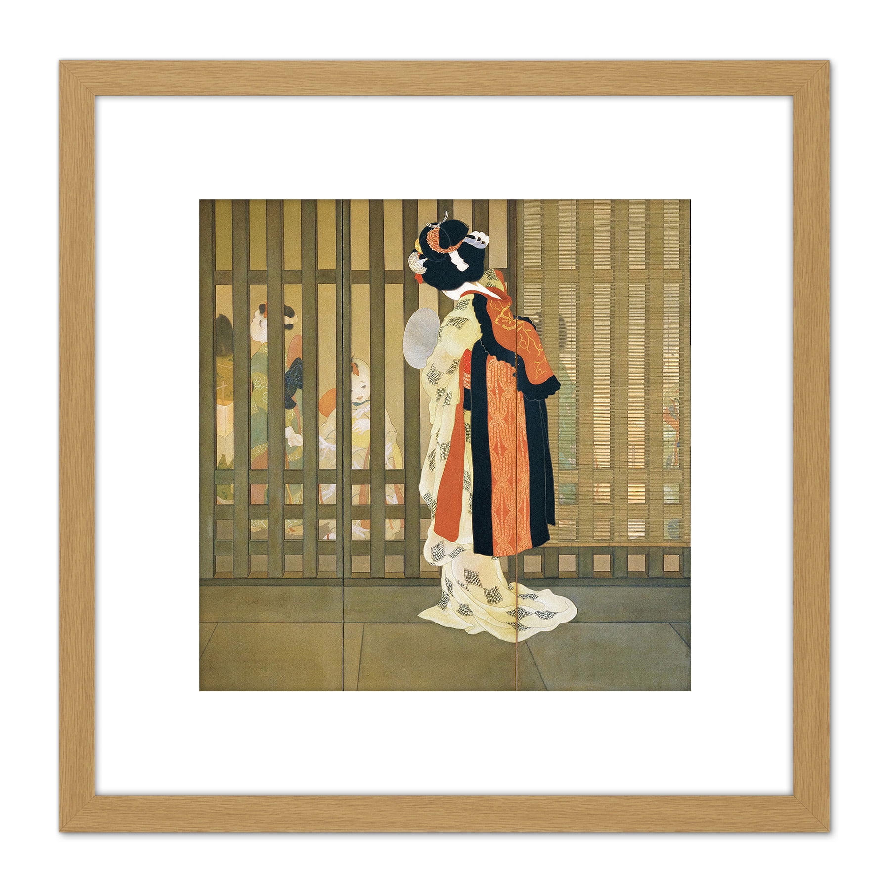 Chigusa Kitani Ongoku Japanese Geisha Painting 8X8 Inch Square Wooden ...