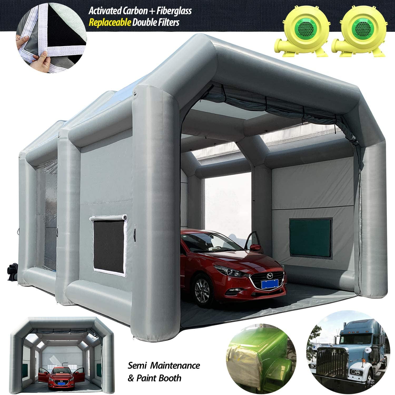 Sewinfla Inflatable Paint Booth 23x20x14.5Ft with Blowers Professional ...