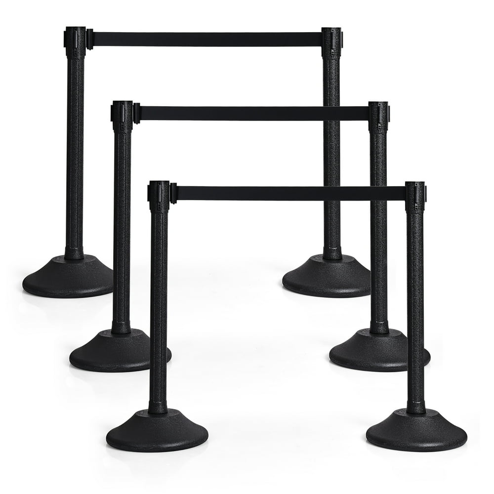 Costway 6Pcs Stanchion Post Crowd Control Barriers Queue Pole w ...