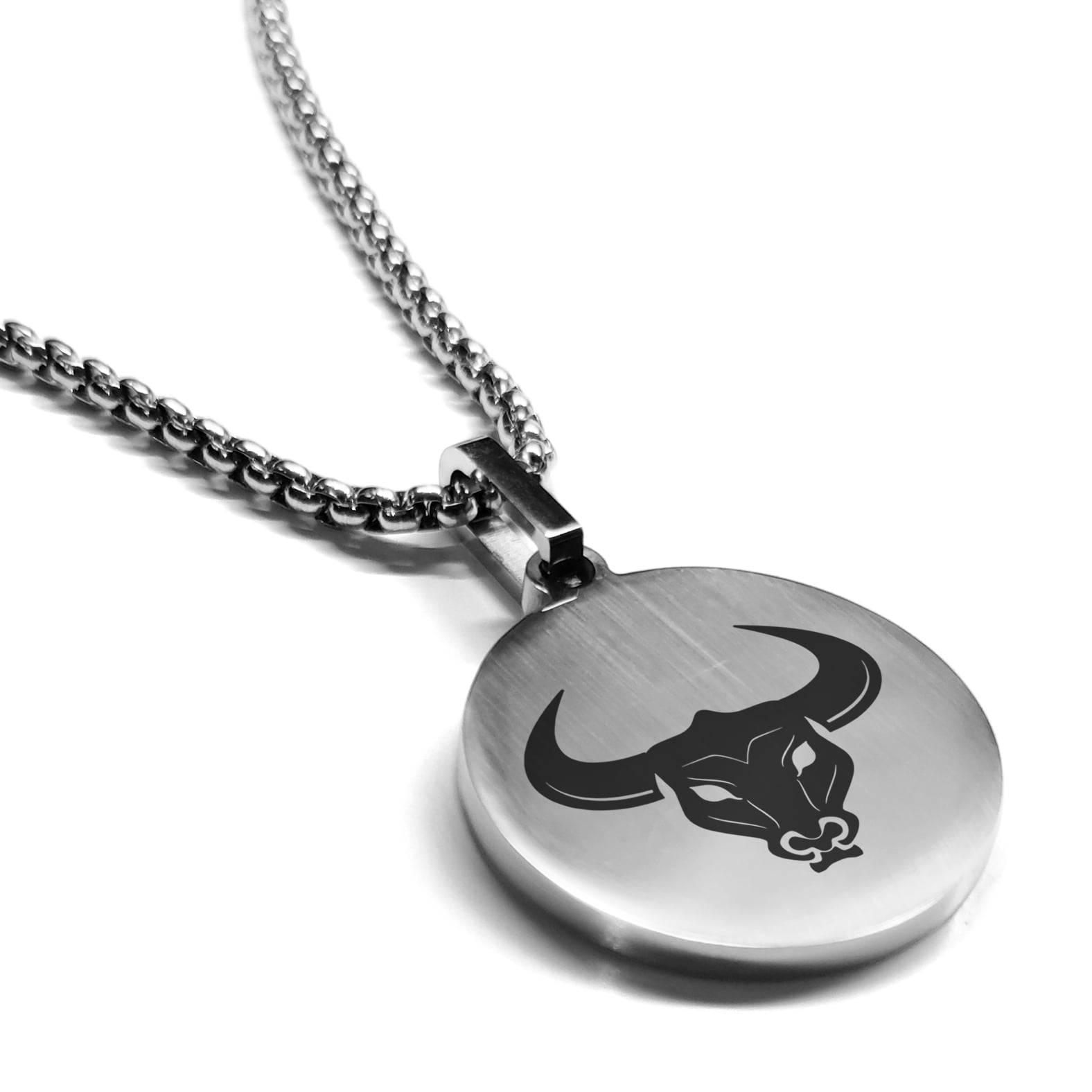 Stainless Steel Mythical Minotaur Head Round Medallion Pendant Necklace ...