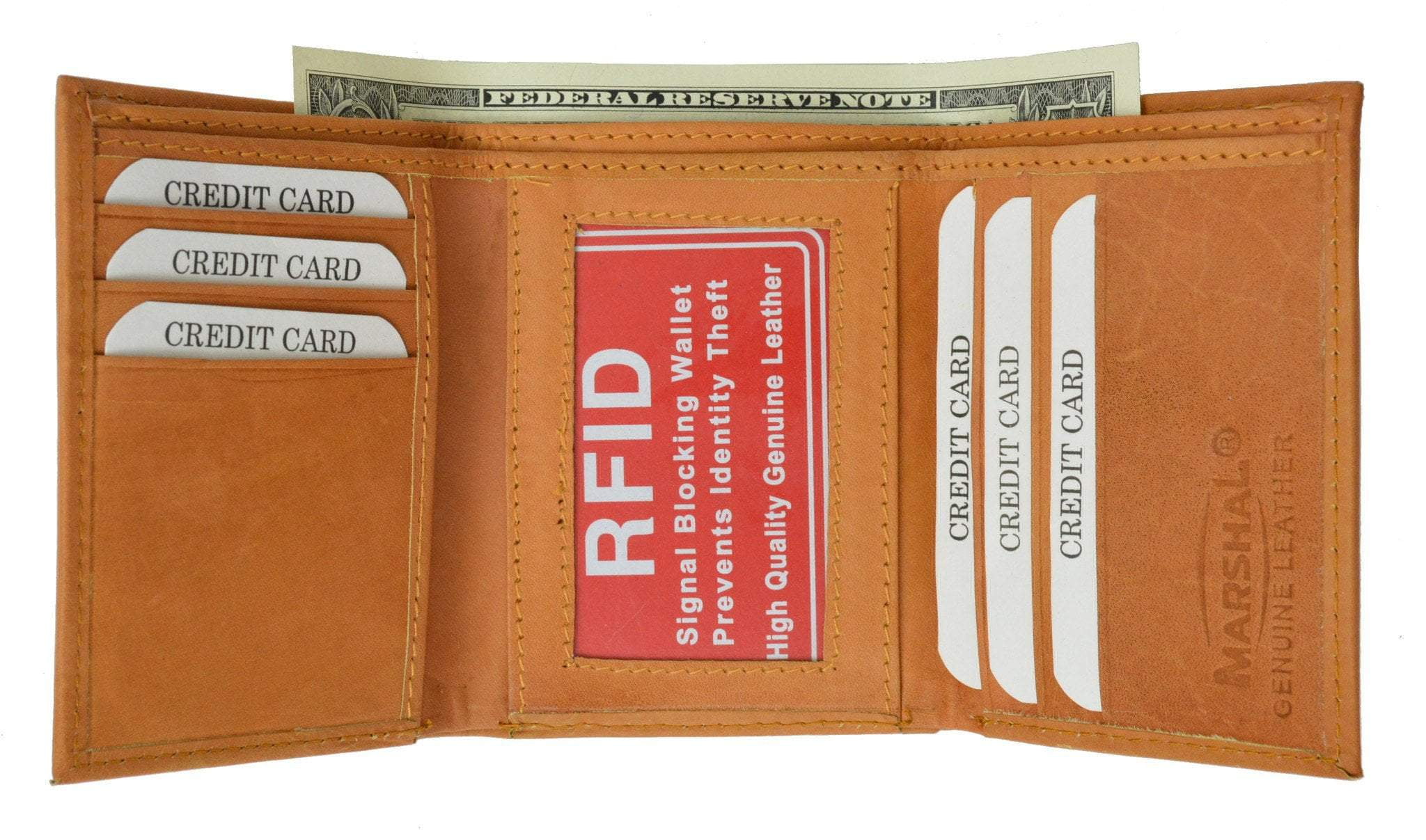RFID Genuine Leather Trifold ID Card Holder Wallet RFID 1145 (C ...