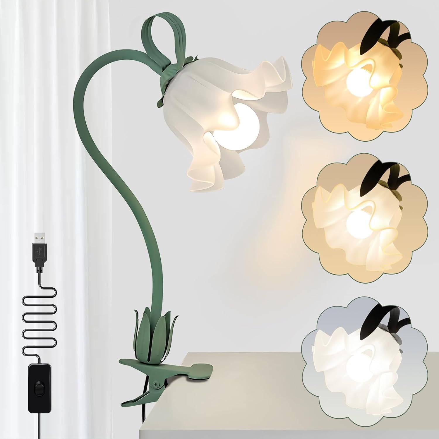Click here for Unbranded Flower Shaped Clip-On Lamp  3 Colors Adj... prices