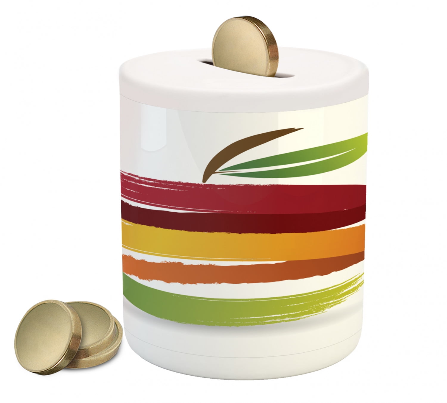 Fruit Piggy Bank, Abstract Colorful Stripes Fresh Apple Design Ecology ...