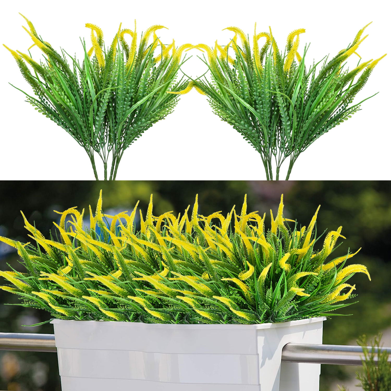 Coolmade 8Pcs Artificial Plants Flowers Fake Outdoor UV Resistant ...
