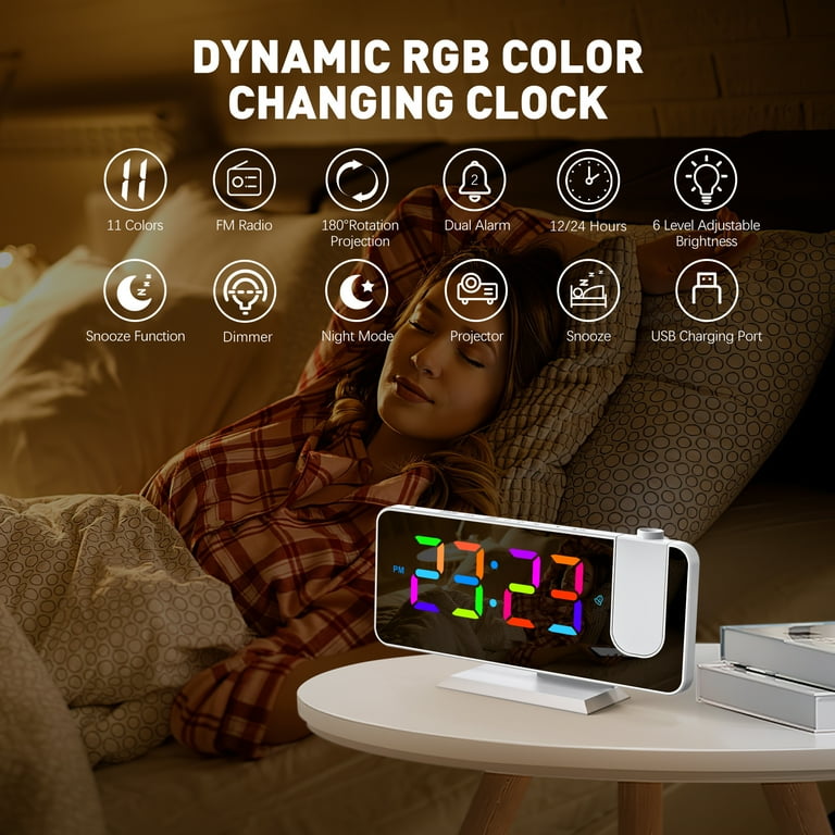 Onlyee Projection Alarm Clock Manual Projection Alarm Clock With USB ...