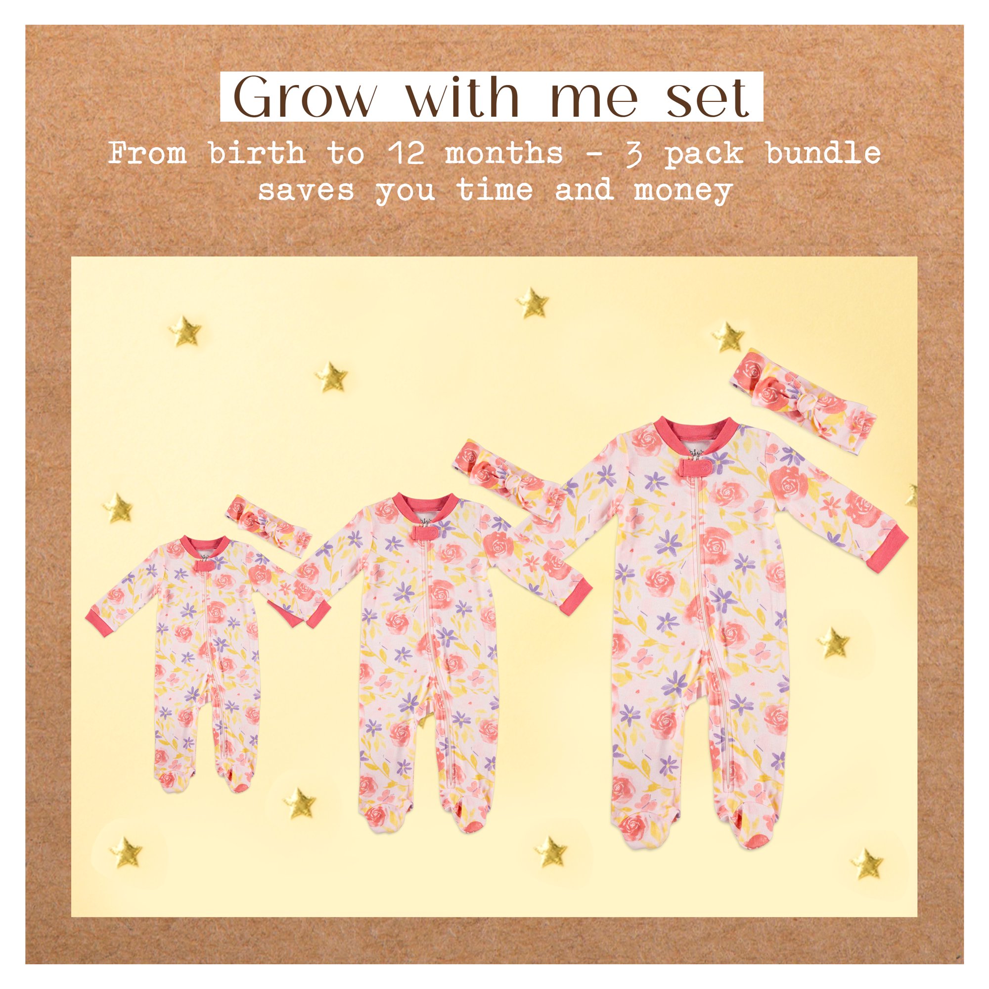 Chick Pea Baby Girl 6-Piece Bundle of 2 PC Footed Coverall Sets with ...