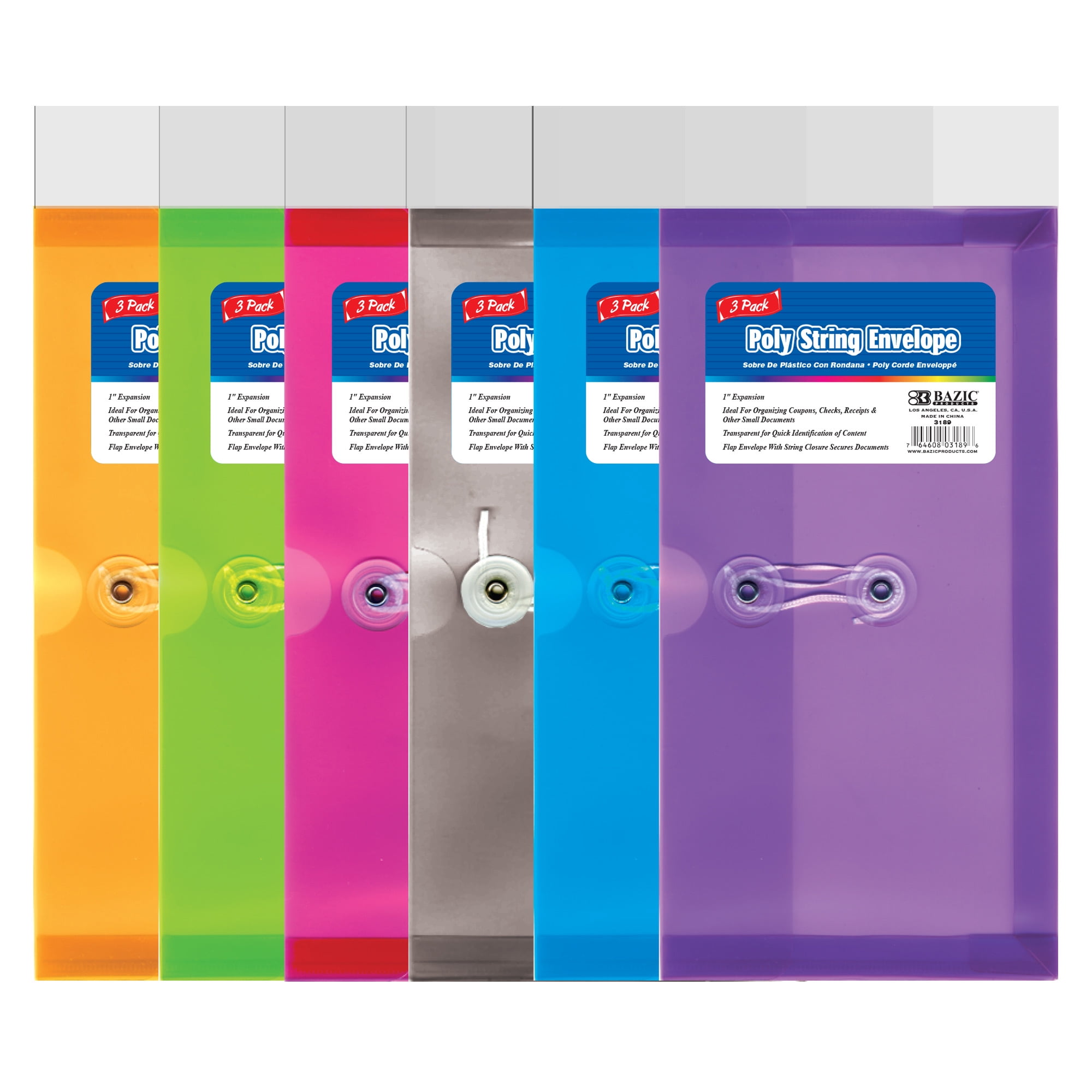 BAZIC Plastic Envelope Poly Envelopes, Coupon Size Folder, 18 Counts ...
