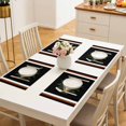 Boho Geometric Placemats Set of 2, Red Black Ethnic Tribal Striped ...
