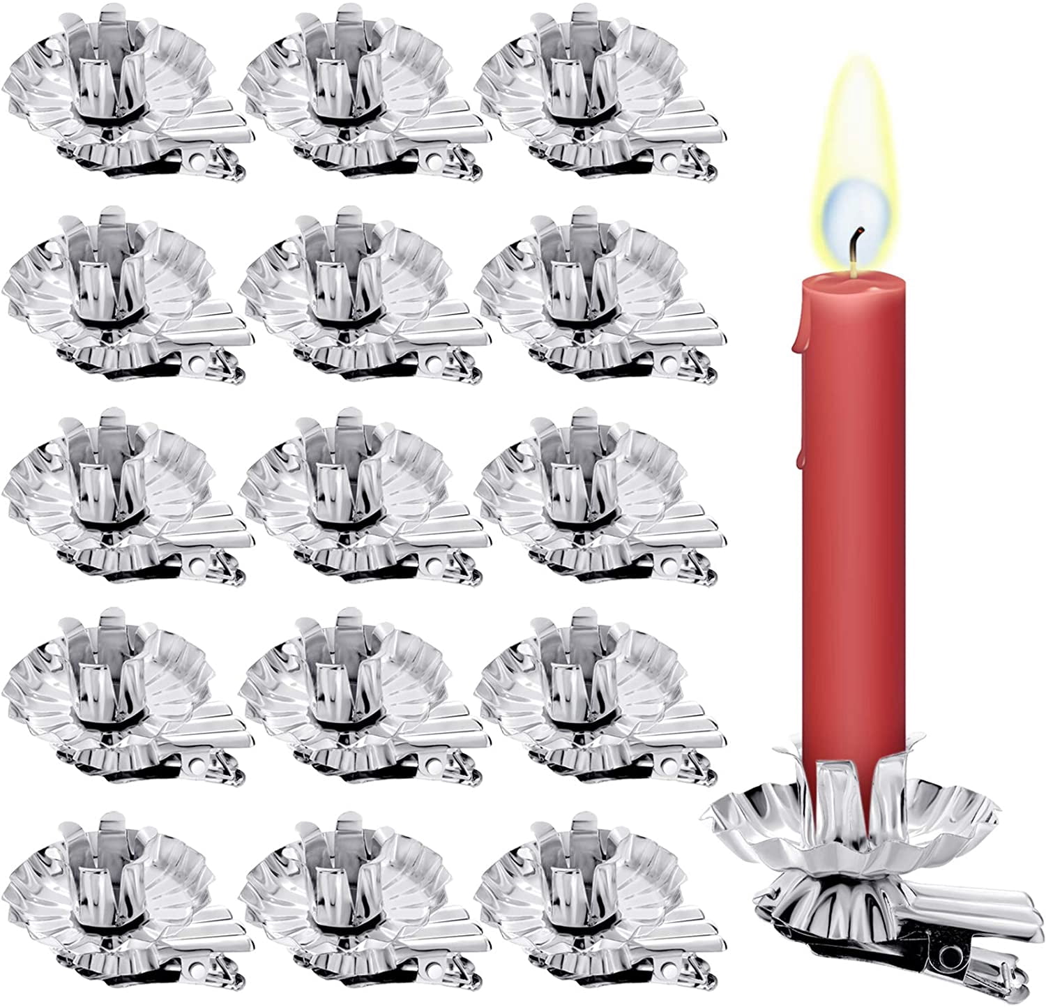 Candle Holders Clip Candle Holder Silver Flower Shaped Candlestick ...