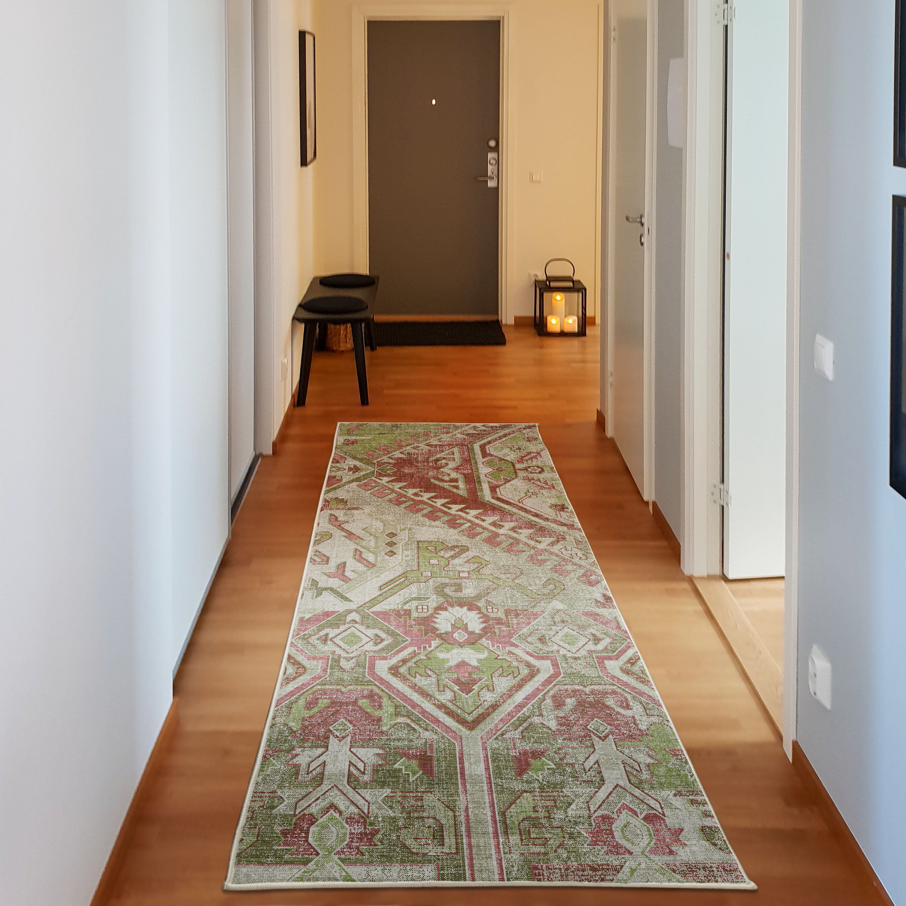 Ethnic Decorative Rug, Grunge Themed Abstract Artwork of Traditional ...