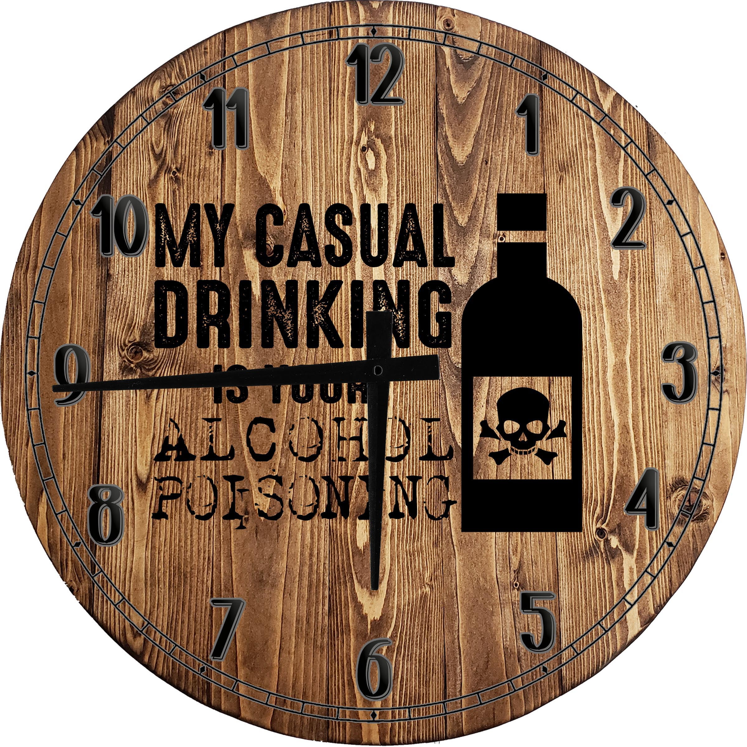 Wood Wall Clock 18 Inch Round My Casual Drinking is Your Alcohol ...