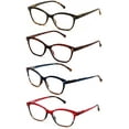 4 Pairs Women 2tone Tortoise Reading Glasses - Spring Hinge Lightweight ...