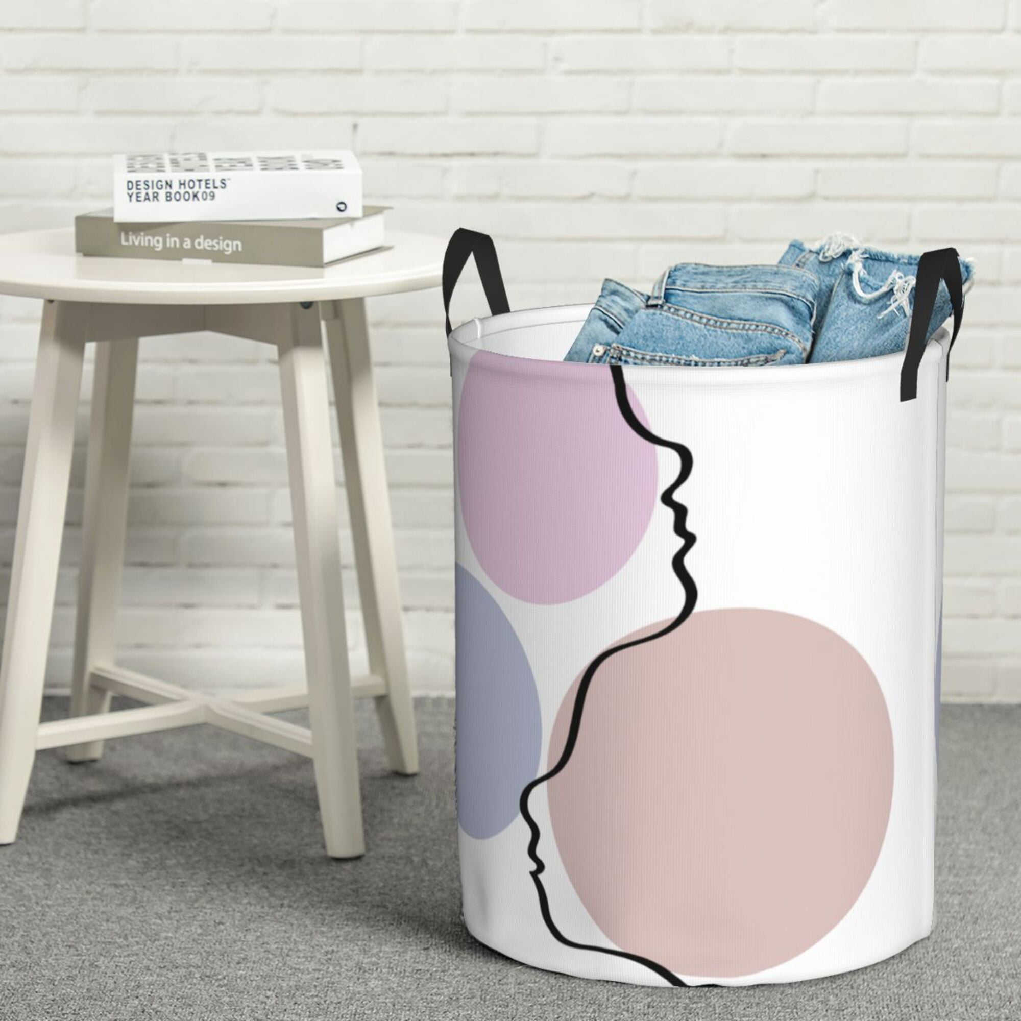 YFYANG Waterproof Laundry Hamper, Simple Line Face Art Laundry Basket ...