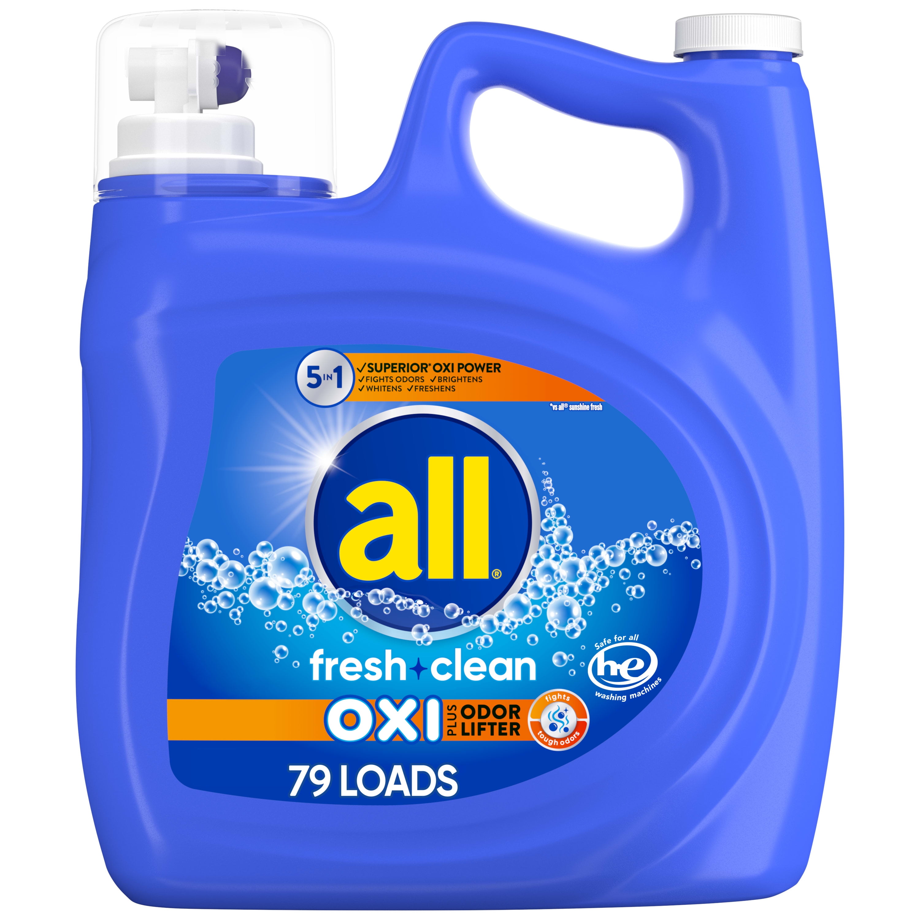 all Liquid Laundry Detergent, Fresh Clean Oxi plus Odor Lifter, 141 fl ...