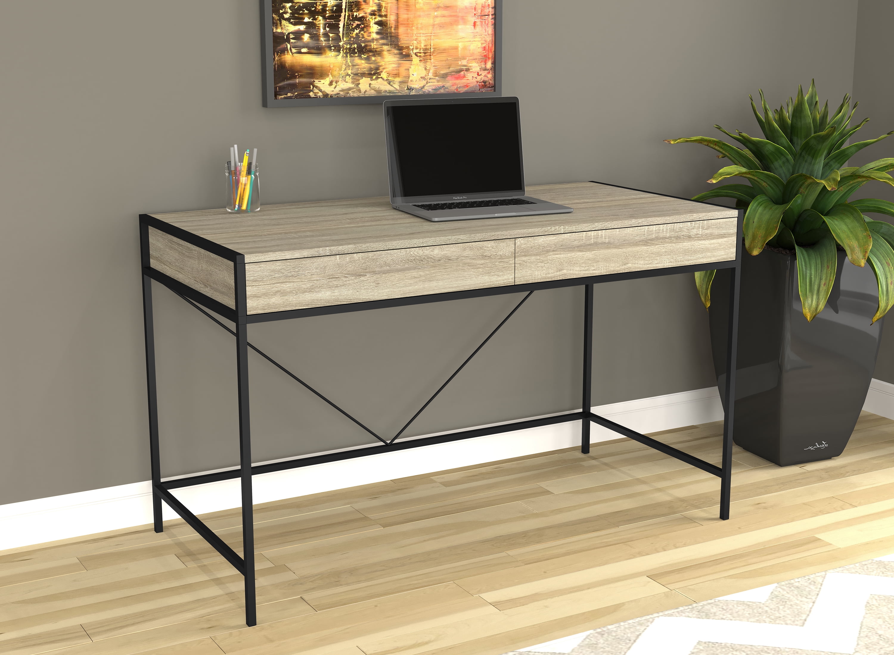 Safdie & Co. Architectural Computer Desk, Dark Taupe Finish - Walmart.com