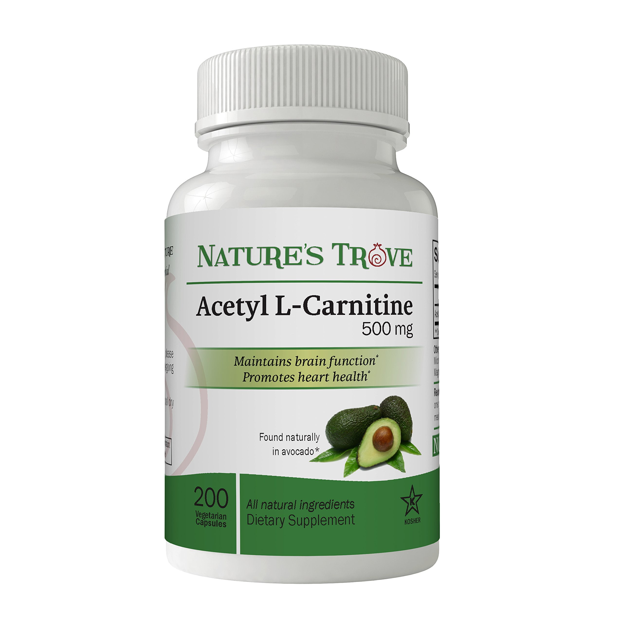 Suplemento Nature's Trove Acetil L-Carnitina 500 mg 200 cápsulas ...