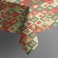 Christmas Icon Grid Red Green Pattern Rectangular Tablecloth 60x84 Inch ...