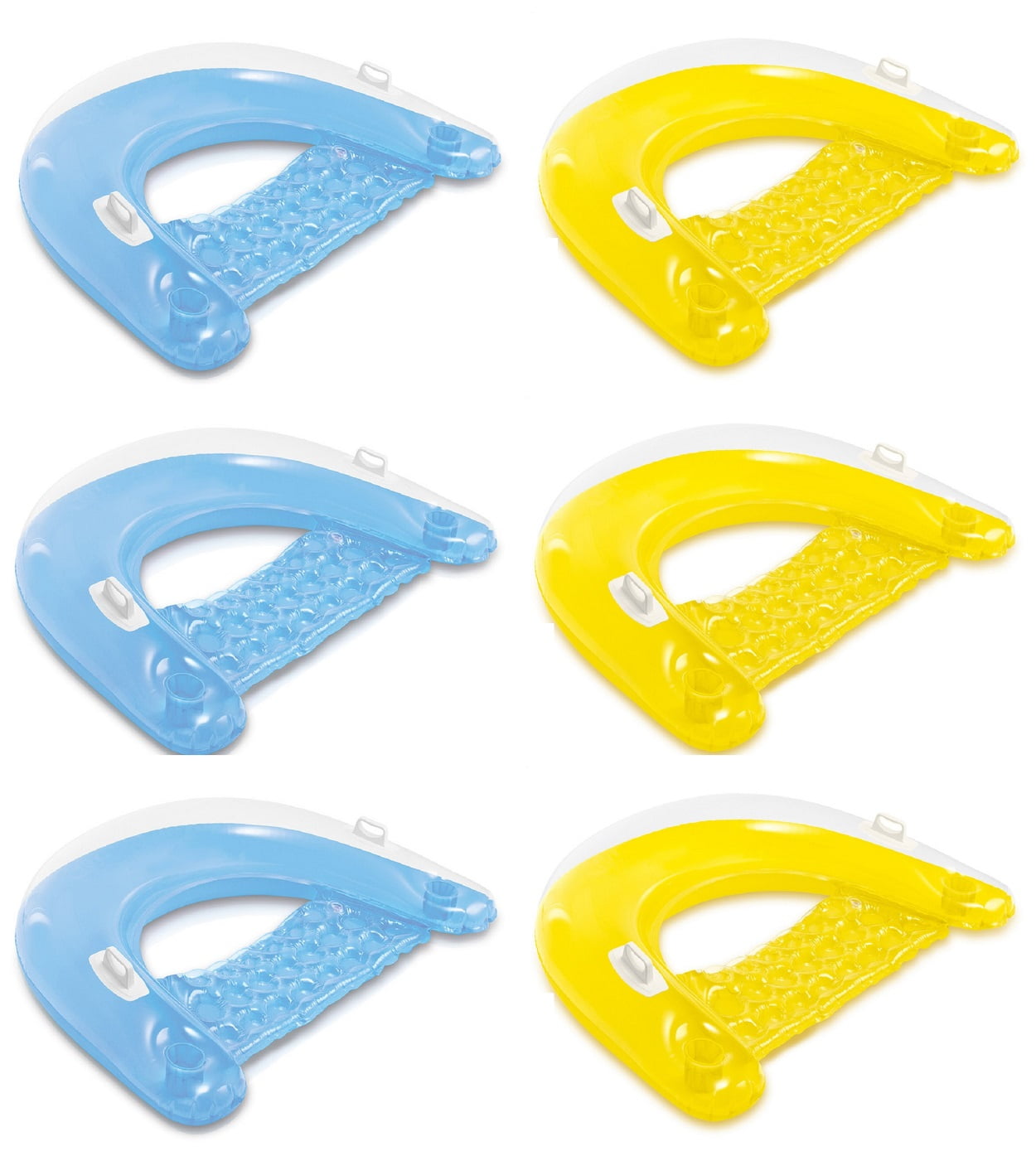 Intex Sit 'N Float Inflatable Lounges Blue & Yellow 6-Pack 60" X 39 ...