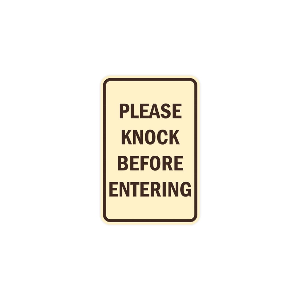 Portrait Round Please Knock Before Entering Sign (Ivory/Dark Brown ...