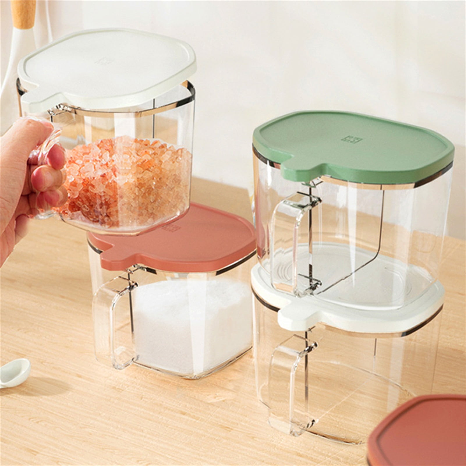 Stackable Seasoning Box with Lid - Transparent Compartment Design ...