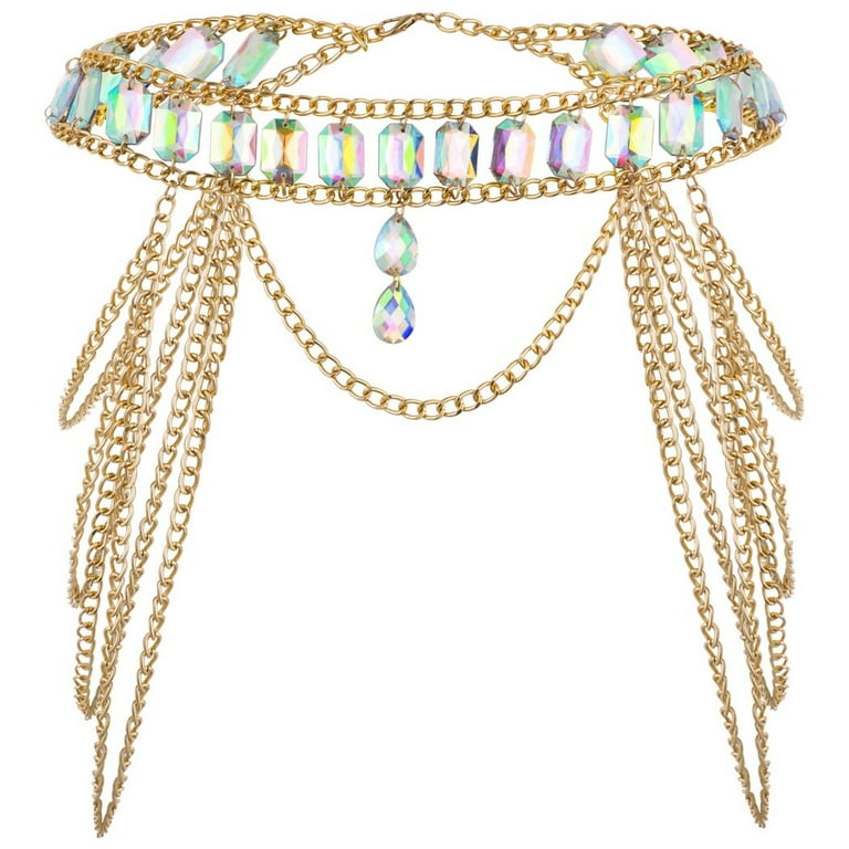 Charming Belly Chain with Diamonds Womens Body Chain in Golden Adjustable Layered Belly Body Bikini Chain Lady Waist Rhinestone Chain Jewelry Decor Walmart