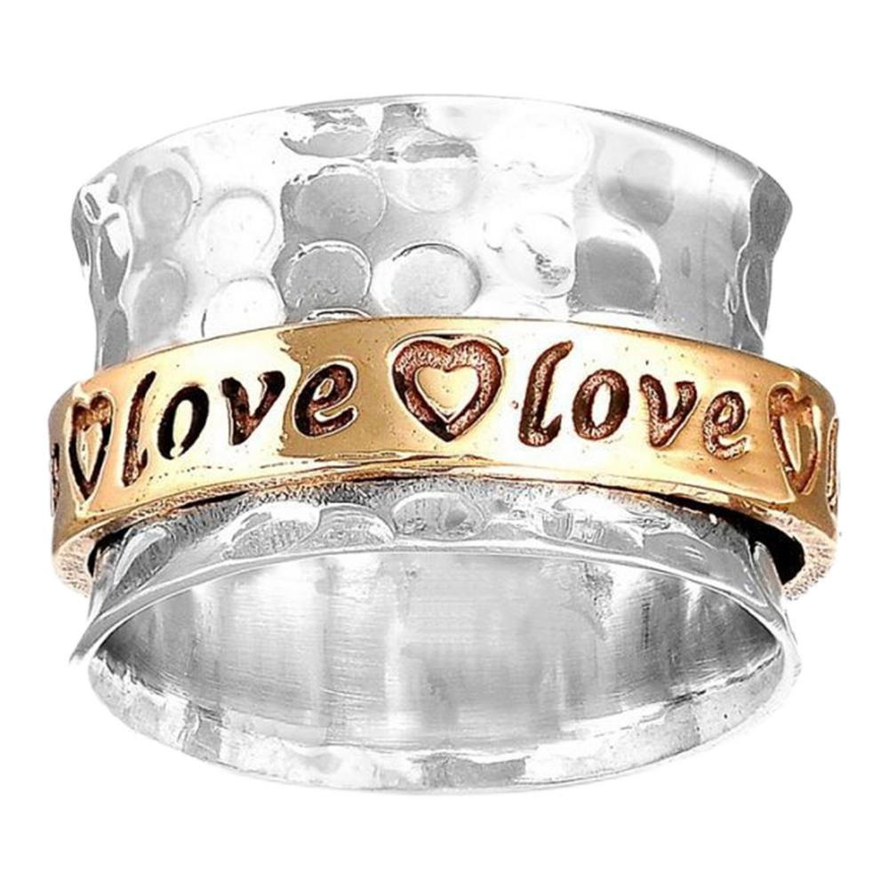 Spinner Love Ring | Fashion Heart Rings Rotating Fidget Ring | Size 5 ...