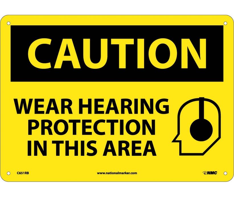NMC Signs C651Rb, Caution Wear Hearing Protection In This Area Sign, 10 ...