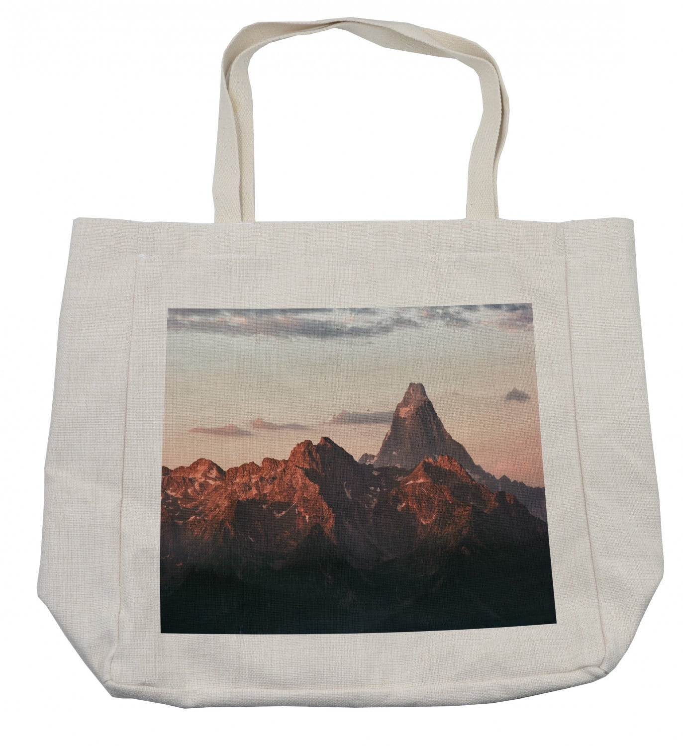 Landscape Shopping Bag, Rocky Mountains Peak Sunset Big and Natural ...