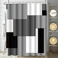 Framics 16 Pc Gray Geometric Shower Curtain And Rug Set Checkered